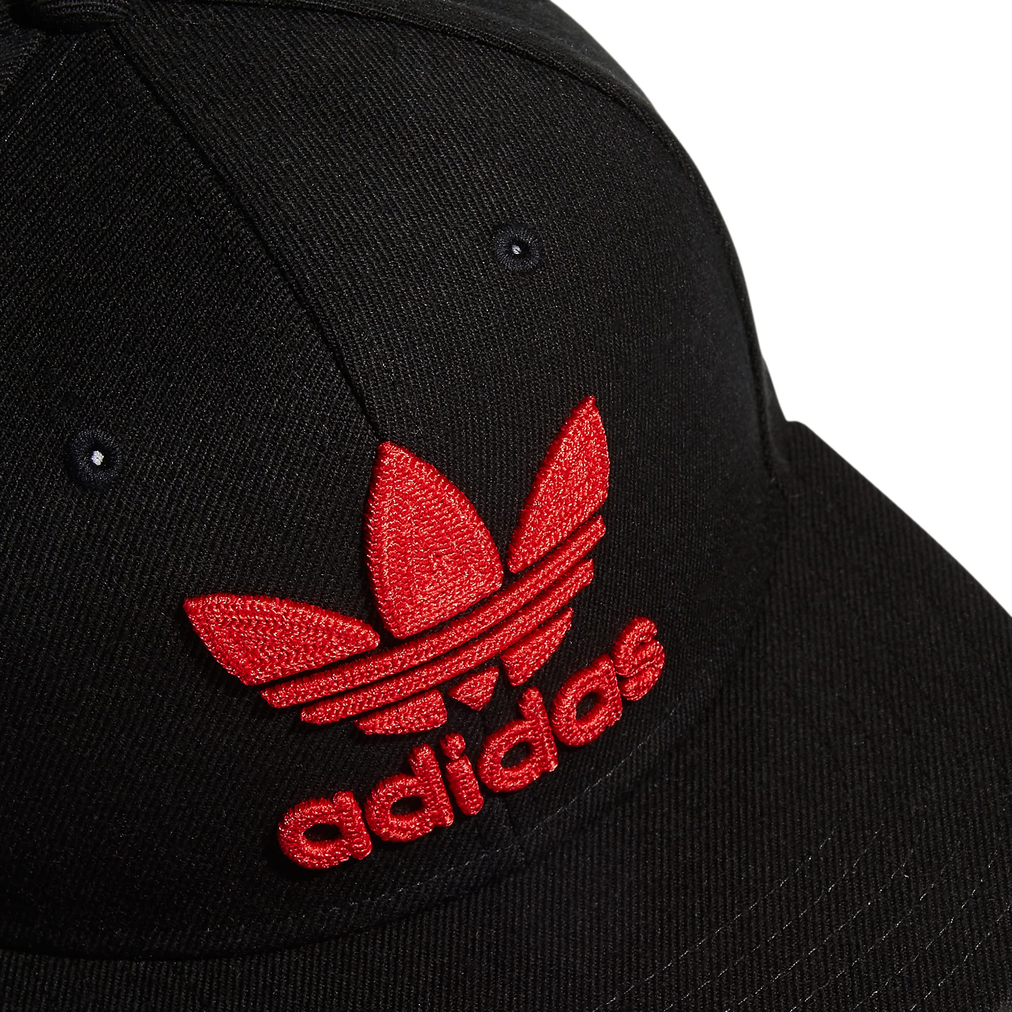 adidas Originals Men's Trefoil Chain Flatbrim Snapback Cap, Black/Better Scarlet, One Size