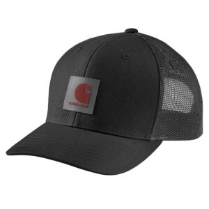 carhatt mens rugged flex twill meshback logo patch cap, 100% cotton black