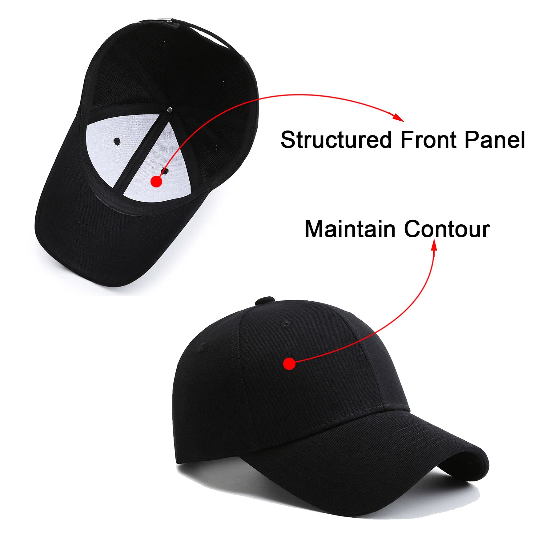 PFFY 2 Packs Baseball Cap Golf Dad Hat for Men and Women Hat Black+Blue