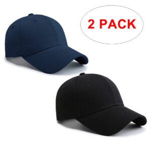 PFFY 2 Packs Baseball Cap Golf Dad Hat for Men and Women Hat Black+Blue