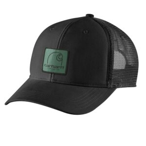 carhartt men's canvas mesh-back c patch cap, black