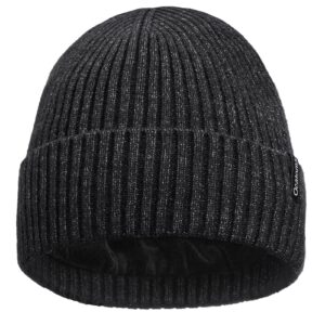 ocatoma beanie hat for men women warm winter knit cuffed beanie soft warm ski hats unisex dark gray