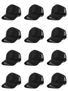 oakfarm 12 pack sublimation hats for men blank trucker hats bulk snapback mesh women baseball caps diy custom pure black