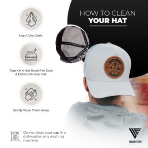 Urban Effort Mesh Back Cap - for Men and Women Baseball Hat 5-Panel Trucker Hat - Great Snapback Closure for Hunting & Hiking (White)