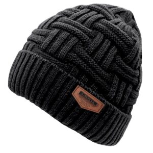 loritta men&women winter knitting skull cap wool warm slouchy beanie hat black one size