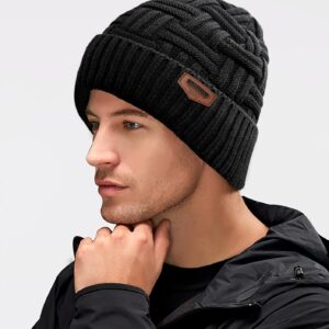 Loritta Men&Women Winter Knitting Skull Cap Wool Warm Slouchy Beanie Hat Black one size