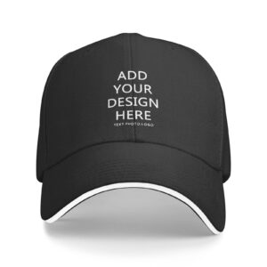 poitvd customizable hat with your text/image/logo, customizable hat adjustable hats for men women,snapback baseball cap dad for outdoor black