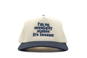 visibly toxic i'm so mentally stable it's insane hat, funny hat, funny gifts, party hat, sports baseball cap, casual adjustable size tan/blue