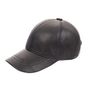 zessano genuine leather unisex baseball cap - 100% sheep leather mens and womens baseball cap with adjustable back strap (black)