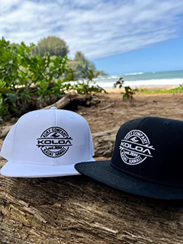 Joe's USA Koloa Surf Thruster Logo Mesh Back Trucker Hat in Black with White Logo