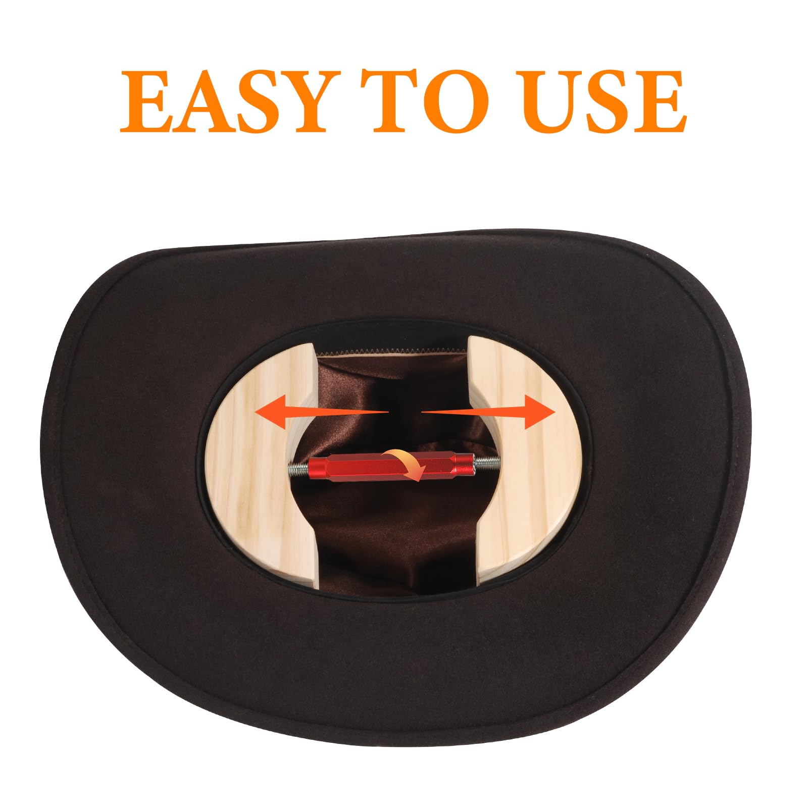 Frijpack Cowboy Hat Stretcher for Fitted Hat Wooden Hat Extender Adjustable Turn Bucket Fedora Hats Shaper