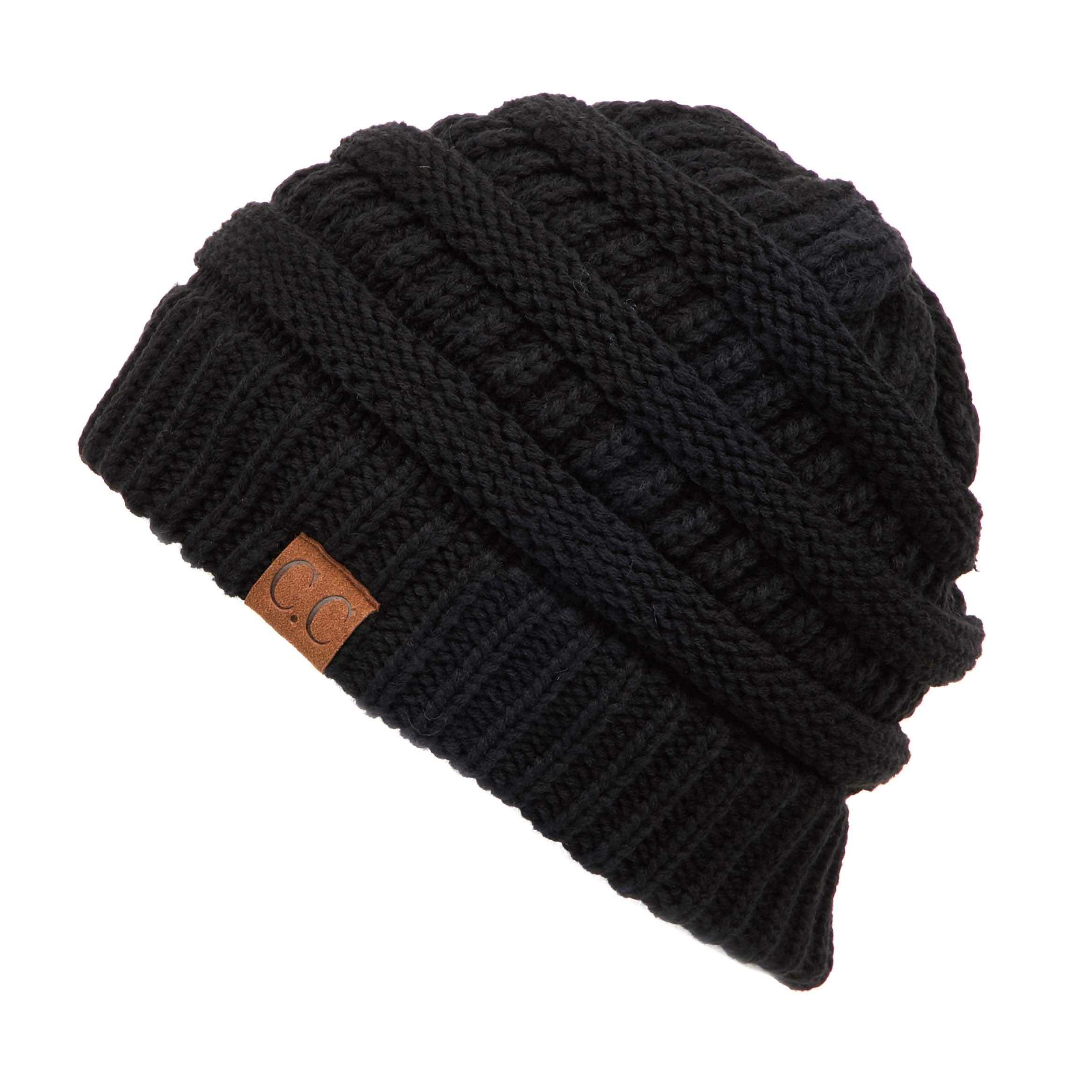 C.C Exclusives Cable Knit Beanie - Thick, Soft & Warm Chunky Beanie Hats (HAT-20A) (Black)