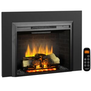 legendflame carl 30 inches with trim kit, electric fireplace insert, fireplace heater 750/1500w, fire crackling sound, adjustable flame speed, remote control, black…