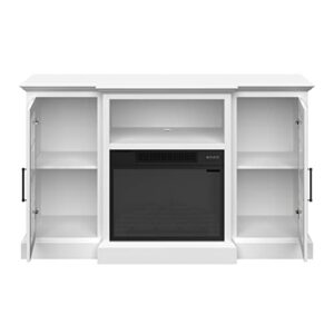 TV Stand with Electric Fireplace Fits TVs up to 65-Inches - Media Console with Storage Cabinet, Adjustable Heat, and LED Flames by Northwest (White)