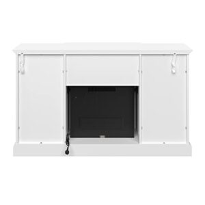 TV Stand with Electric Fireplace Fits TVs up to 65-Inches - Media Console with Storage Cabinet, Adjustable Heat, and LED Flames by Northwest (White)