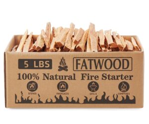 5 lbs fatwood fire starter sticks, 100% natural kindling firewood firestarter for stoves, pine wood for fireplaces, campfires, bonfires, grill