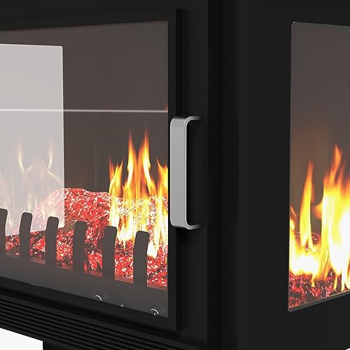 24" Electric Fireplace Heater, Freestanding Fireplace Stove, Realistic LED Flames, Adjustable Brightness, Overheating Safe Protection, Black