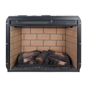 23 Inch 1500W Infrared Quartz Electric Fireplace Insert, Wood Log Version with Brick, 5018 BTU Electric Heater Fireplace with Remote Control & 4 Adjustable Brightness Settings for Indoor