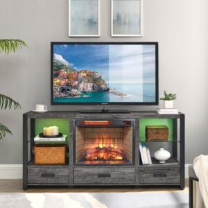 23 Inch 1500W Infrared Quartz Electric Fireplace Insert, Wood Log Version with Brick, 5018 BTU Electric Heater Fireplace with Remote Control & 4 Adjustable Brightness Settings for Indoor