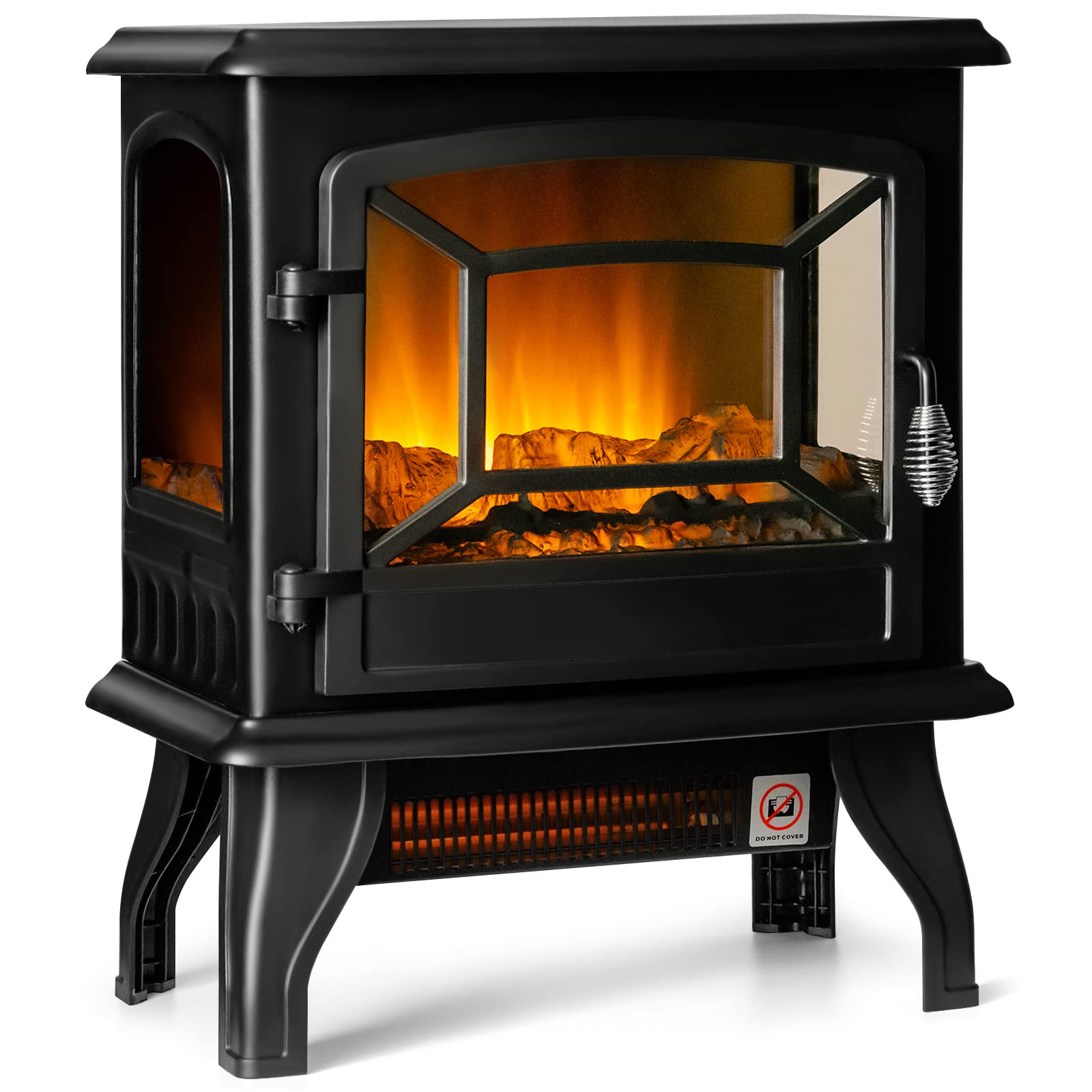 ORALNER Electric Fireplace Heater 20-Inch, Freestanding Fireplace Stove with Realistic 3D Flame Effect, Overheat Protection, Portable Fireplace for Living Room，Bedroom, 1400W, Black