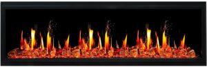 litedeer homes latitude 65" smart electric fireplace with app, crackling fire sounds, reflective amber glass, black - zef65xa