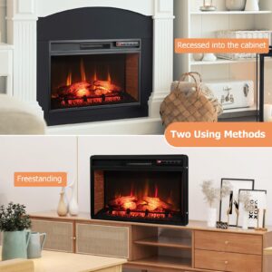 ORALNER Electric Fireplace Insert 26 Inch, Recessed Freetanding Fireplace Heater w/ 4 Adjustable Brightness Levels, Remote & 6H Timer, Overheat Protection, 1400W Fireplace Insert for TV Stand, Black