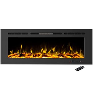 60” electric fireplace-front vent, wall mount or recessed-3 color led flame, 10 fuel bed colors & 3 media-touch screen & remote control by lavish home