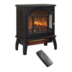 IVYHAVEN Infrared Space Stove Heater Fireplace, Freestanding Electric Fireplaces Safety Protection 64℉ - 82℉ 11 Temperature Modes 1500W Fast Heating, 3D Realistic Flame, for Cold Winter