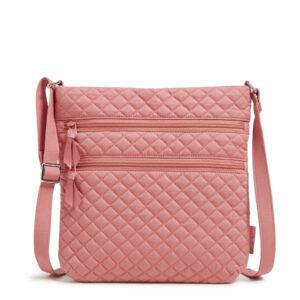 vera bradley women's cotton triple zip hipster crossbody purse, terra cotta rose - recycled cotton, one size