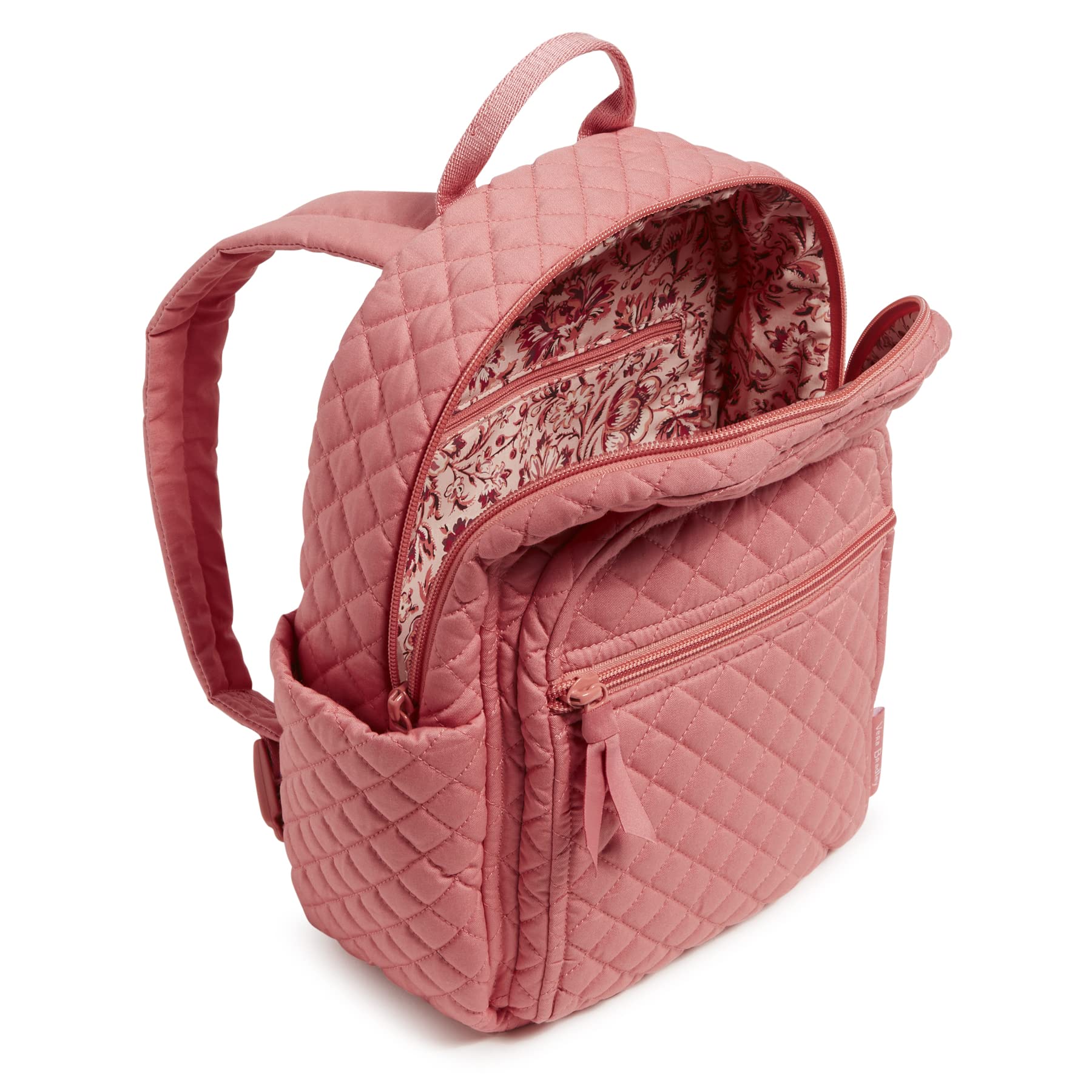 Vera Bradley Women's Cotton Small Backpack, Terra Cotta Rose - Recycled Cotton, One Size