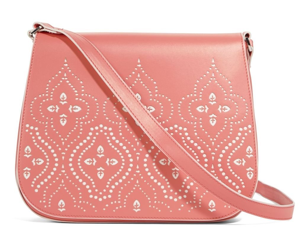 Vera Bradley Womens Laser-Cut Saddle Crossbody Coral One Size