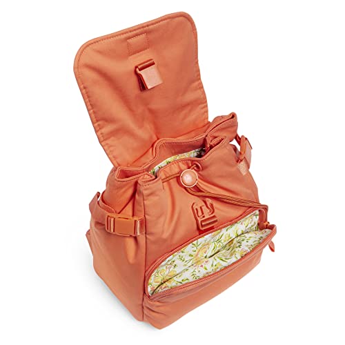 Vera Bradley Women's Cotton Utility Mini Backpack Purse, Orange Bell Pepper - Recycled Cotton, One Size