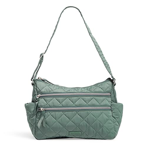 Vera Bradley Women's Performance Twill Triple Zip Shoulder Satchel Purse, Olive Leaf, One Size