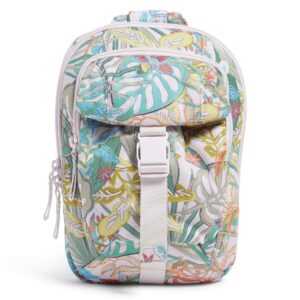 vera bradley women's cotton utility sling backpack, rain forest canopy - recycled cotton, one size