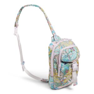 Vera Bradley Women's Cotton Utility Sling Backpack, Rain Forest Canopy - Recycled Cotton, One Size