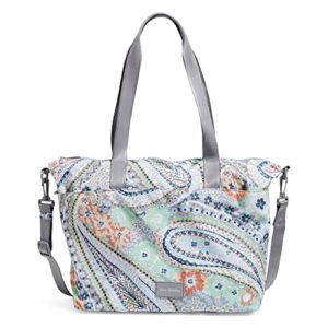 vera bradley women's recycled lighten up reactive tote bag, citrus paisley, one size