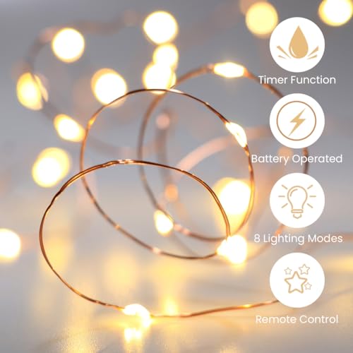 innolife 6 Pack LED Fairy String Lights Battery Operated with Remote Control & Timer, 10 Ft 30 LED Copper Wire Twinkle Lights for Bedroom Christmas Wedding Party Indoor Outdoor Decoration