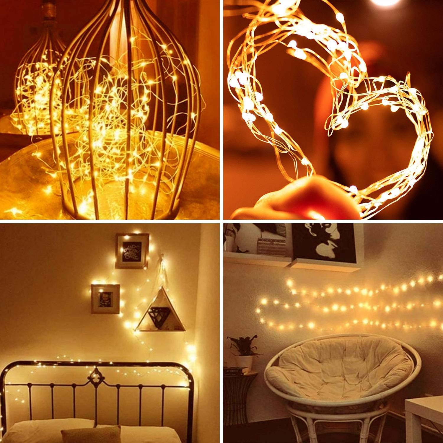 3-Pack 78FT Fairy Lights Battery Operated with Timer & Remote, Waterproof 240 LED Twinkle String Lights Outdoor Indoor 8 Modes for Christmas, Bedroom, Dorm, Wedding, Tree, Mason Jar, Party(Warm White)