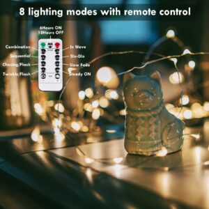 3-Pack 78FT Fairy Lights Battery Operated with Timer & Remote, Waterproof 240 LED Twinkle String Lights Outdoor Indoor 8 Modes for Christmas, Bedroom, Dorm, Wedding, Tree, Mason Jar, Party(Warm White)