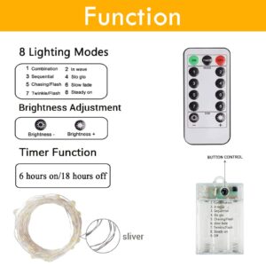 3-Pack 78FT Fairy Lights Battery Operated with Timer & Remote, Waterproof 240 LED Twinkle String Lights Outdoor Indoor 8 Modes for Christmas, Bedroom, Dorm, Wedding, Tree, Mason Jar, Party(Warm White)