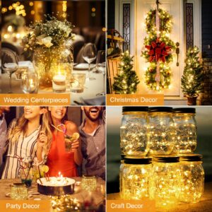 btfarm 30 Pack Fairy Lights Battery Operated [3 Modes], 7ft 20 Led Twinkle Lights String Lights Waterproof Bulk Small Mini Silver Wire for Mason jars Vases Wedding Table Centerpiece, Warm White