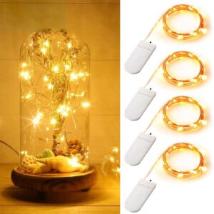 anjaylia 4 pack fairy lights 10ft 30 mini leds string lights battery operated waterproof warm white starry firefly lights on copper wire, decorative lights for home wedding christmas