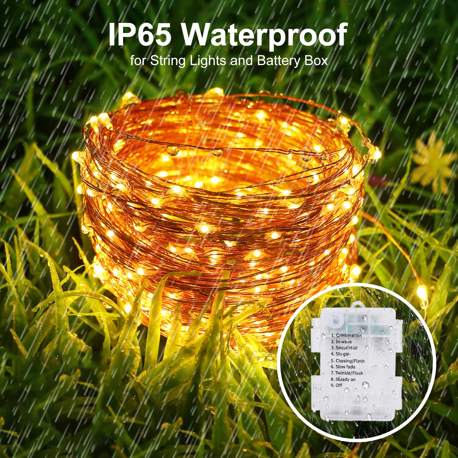 3 Pack 33FT 100 LED Fairy Lights Battery Operated with Remote and Timer, IP65 Waterproof Battery String Lights Outdoor Indoor, 8 Modes Copper Wire Twinkle Lights for Bedroom Christmas Garden Decor