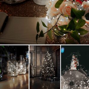 12 Pack White Fairy Lights Battery Operated, 3 Speed Modes, Extra 12 Batteries for Replacement, 7Ft 20 LED Mini String Lights, Waterproof Silver Wire, Twinkle Firefly Lights for Christmas Decorations