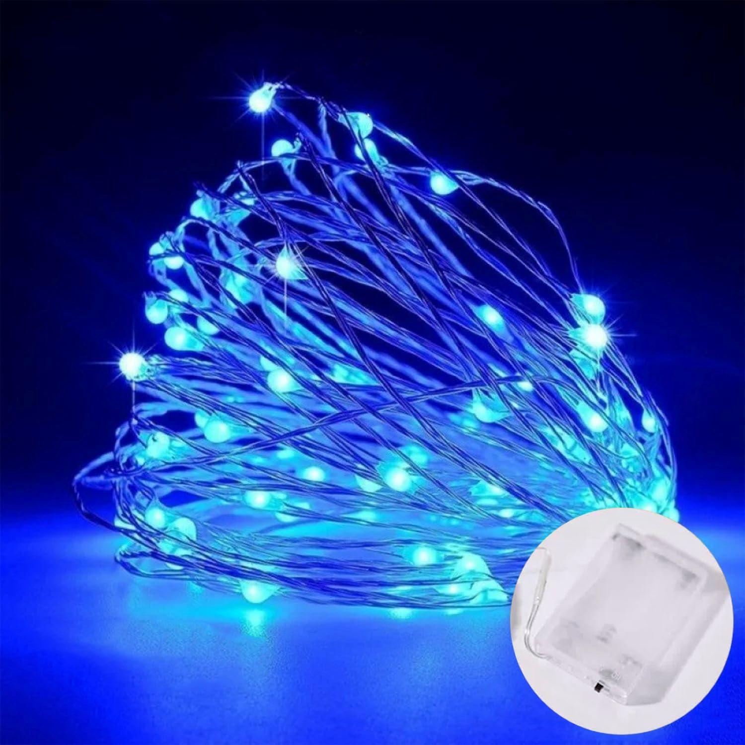 Lotenten Fairy Lights Battery Operated,2 Pack 19FT 60 Led Waterproof Mini Battery Powered String Twinkle Lights Lights for Bedroom, Christmas, Parties, DIY,Wedding,Bedroom Decoration(Blue)