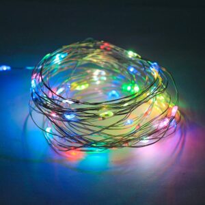 starry led string lights christmas lights fairy lights copper wire firefly twinkle lights, battery operated string lights 20ft 60 led waterproof indoor outdoor string lights multi color