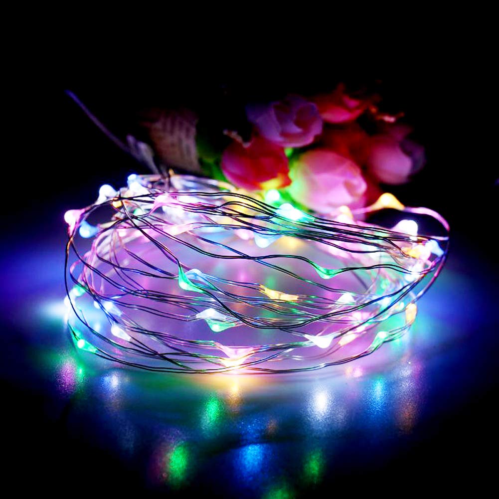 Starry LED String Lights Christmas Lights Fairy Lights Copper Wire Firefly Twinkle Lights, Battery Operated String Lights 20FT 60 LED Waterproof Indoor Outdoor String Lights Multi Color