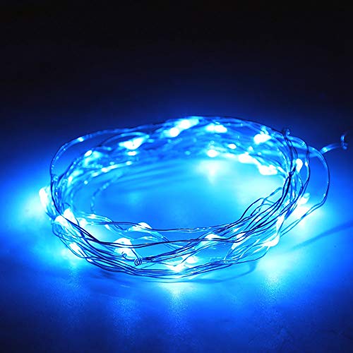 BTSRPU 19.9ft LED Copper Wire String Lights Fairy String Lights Battery Operated String Lights with Remote Control for Wedding Party Home Christmas Decoration(6 Meters-Blue)