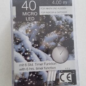 ESE Fairy String Lights Battery Operated timer Waterproof outdoor indoor 8 Modes 40 LED 13.12FT Wire Firefly Lights (warm white)