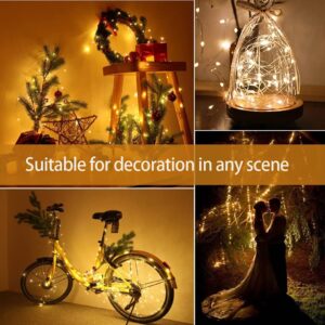 Led Fairy Lights Battery Operated, 33FT 100LED Warm White Battery Powered Copper Wire Starry String Lights for Christmas, Parties, Wedding, Bedroom, Patio, Indoor, Home Decoration